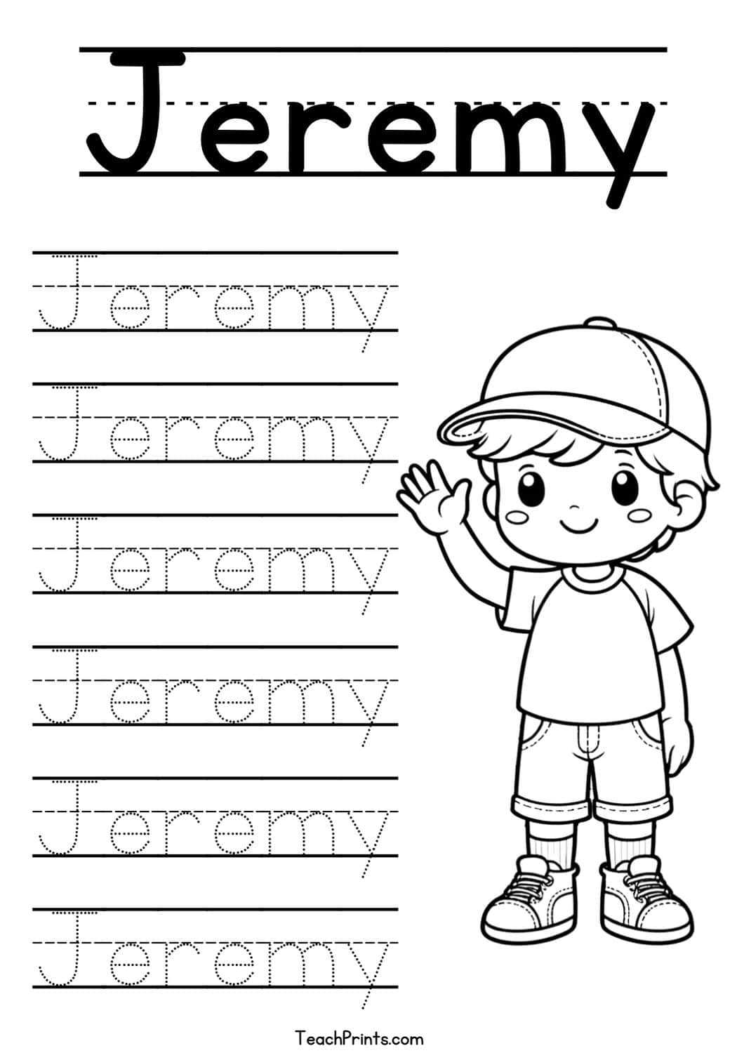 J Name Tracing Worksheets – 65 Names (Free & Printable) - Teach Prints