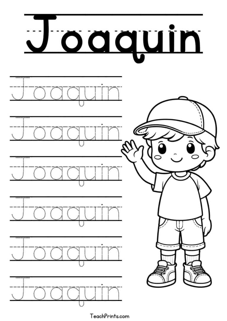 J Name Tracing Worksheets – 65 Names (Free & Printable) - Teach Prints