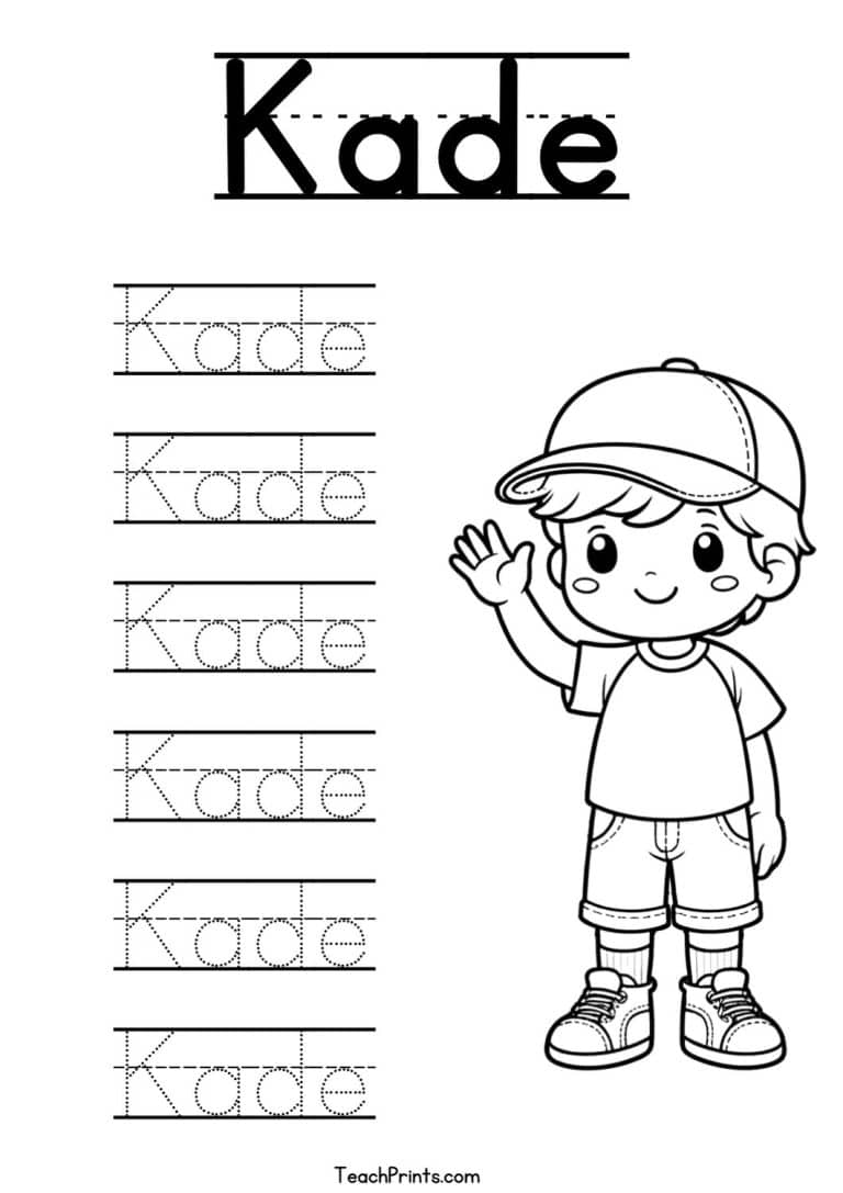 K Name Tracing Worksheets – 48 Names (Free & Printable) - Teach Prints