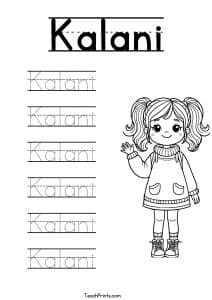 K Name Tracing Worksheets – 48 Names (Free & Printable) - Teach Prints