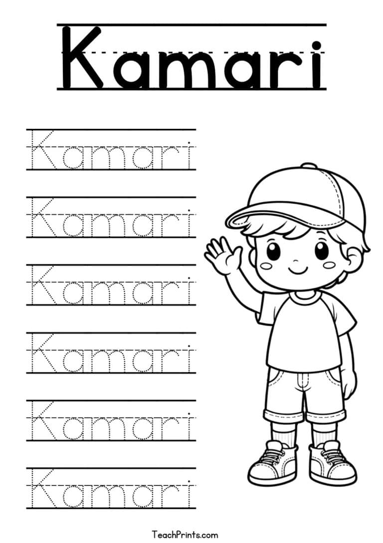 K Name Tracing Worksheets – 48 Names (Free & Printable) - Teach Prints