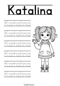 K Name Tracing Worksheets – 48 Names (Free & Printable) - Teach Prints