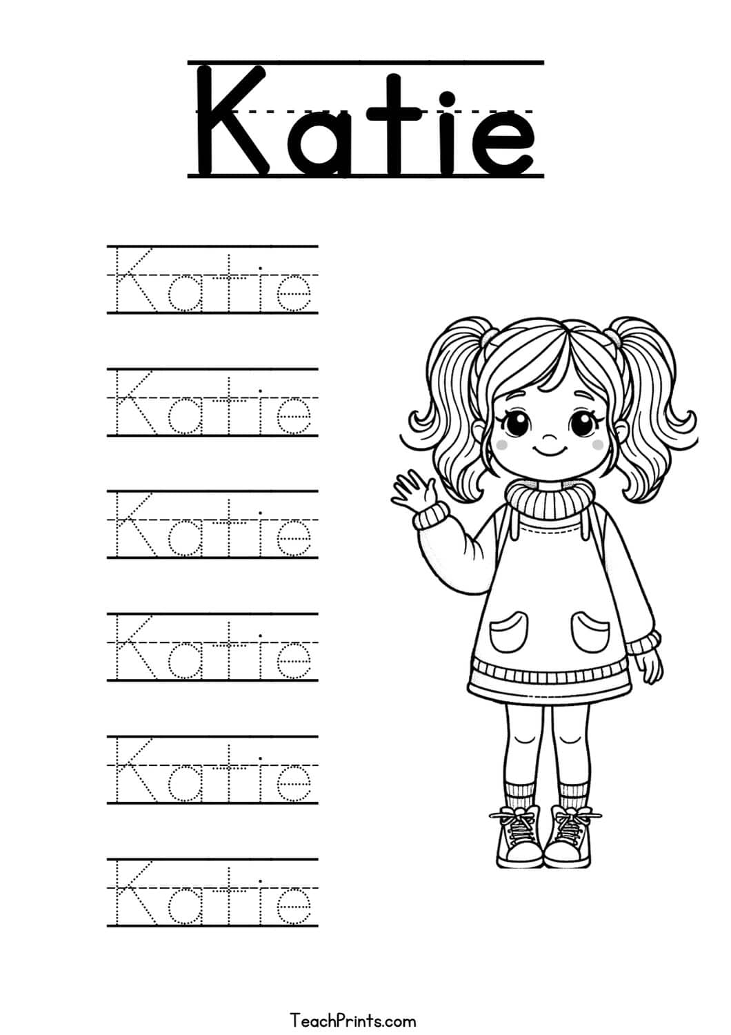 K Name Tracing Worksheets – 48 Names (Free & Printable) - Teach Prints