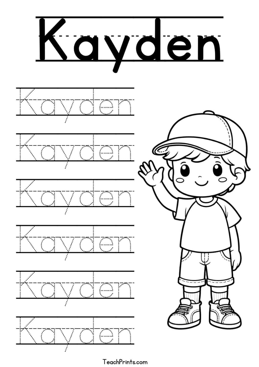 K Name Tracing Worksheets – 48 Names (Free & Printable) - Teach Prints
