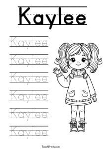 K Name Tracing Worksheets – 48 Names (Free & Printable) - Teach Prints