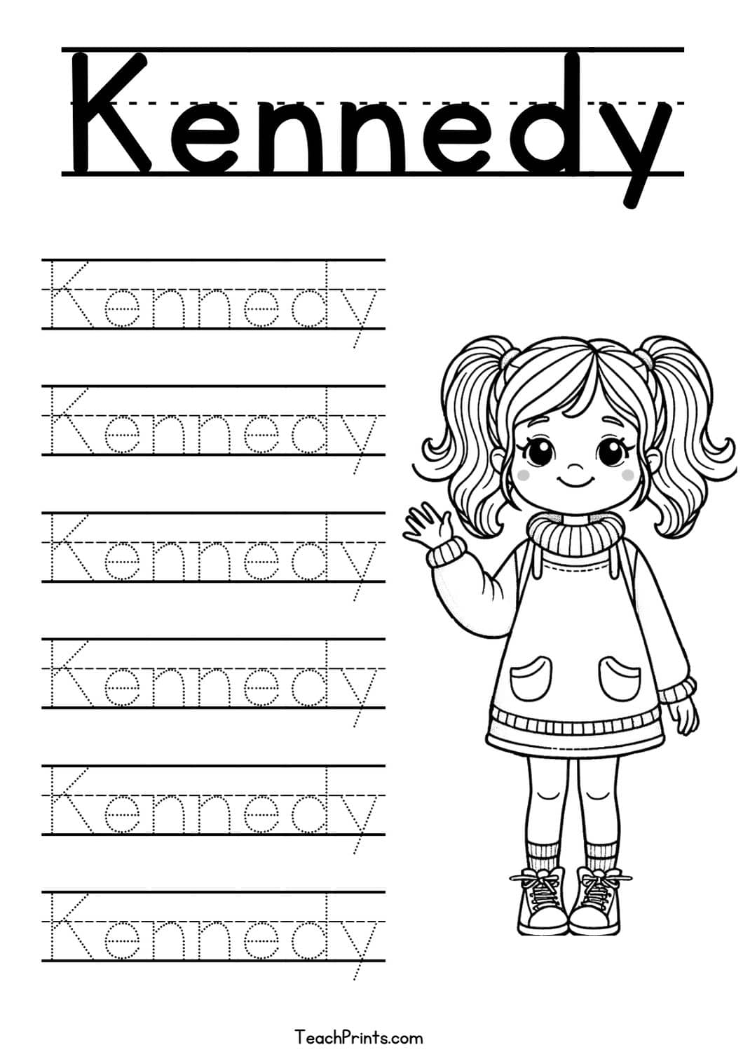 K Name Tracing Worksheets – 48 Names (Free & Printable) - Teach Prints