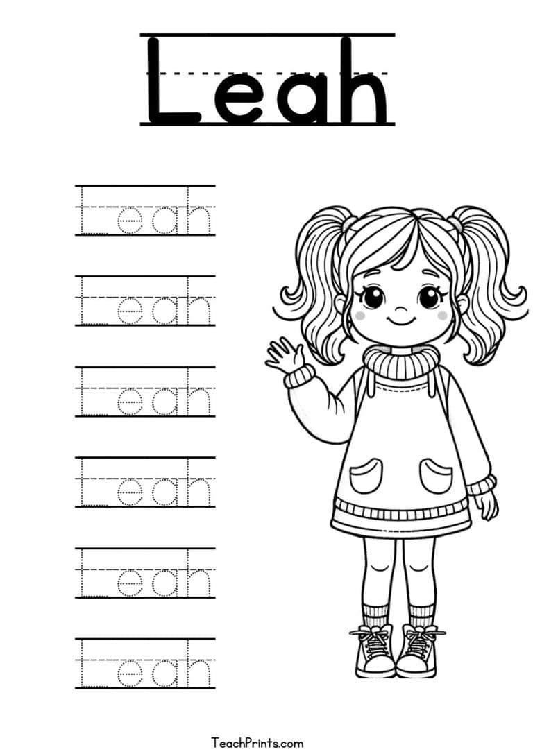 L Name Tracing Worksheets – 61 Names (Free & Printable) - Teach Prints