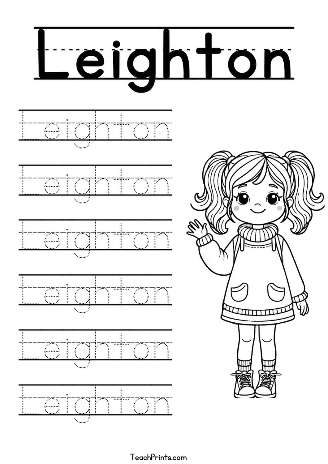 L Name Tracing Worksheets – 61 Names (Free & Printable) - Teach Prints