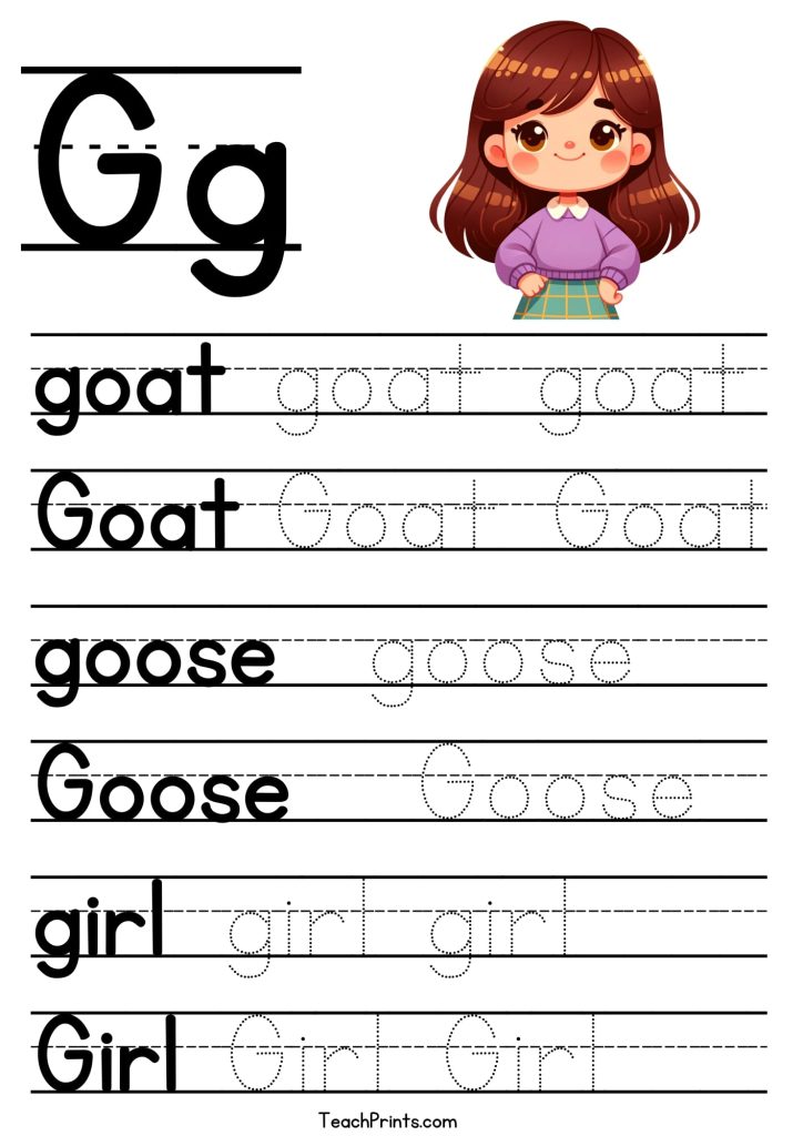 Letter G Tracing Worksheet - Free Printables - Teach Prints