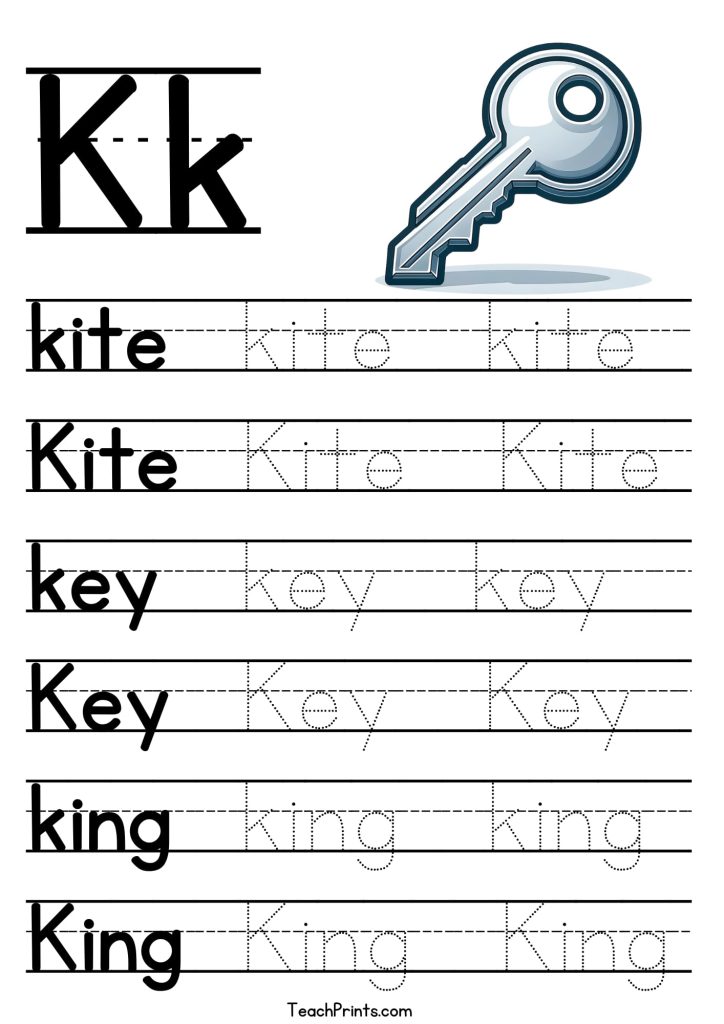 Letter K Tracing Worksheet - Free Printables - Teach Prints