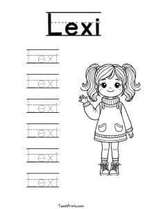L Name Tracing Worksheets – 61 Names (Free & Printable) - Teach Prints