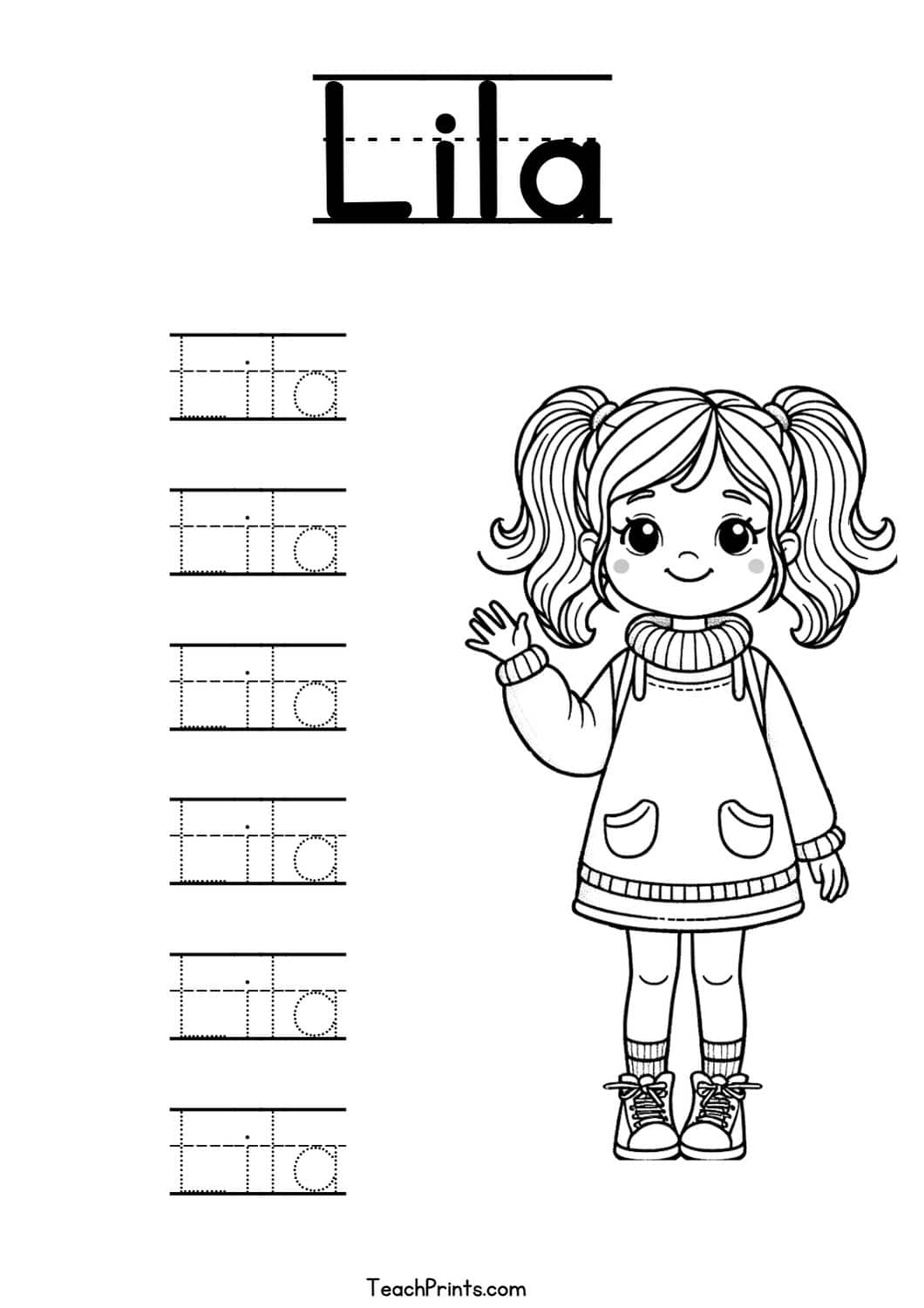 L Name Tracing Worksheets – 61 Names (Free & Printable) - Teach Prints