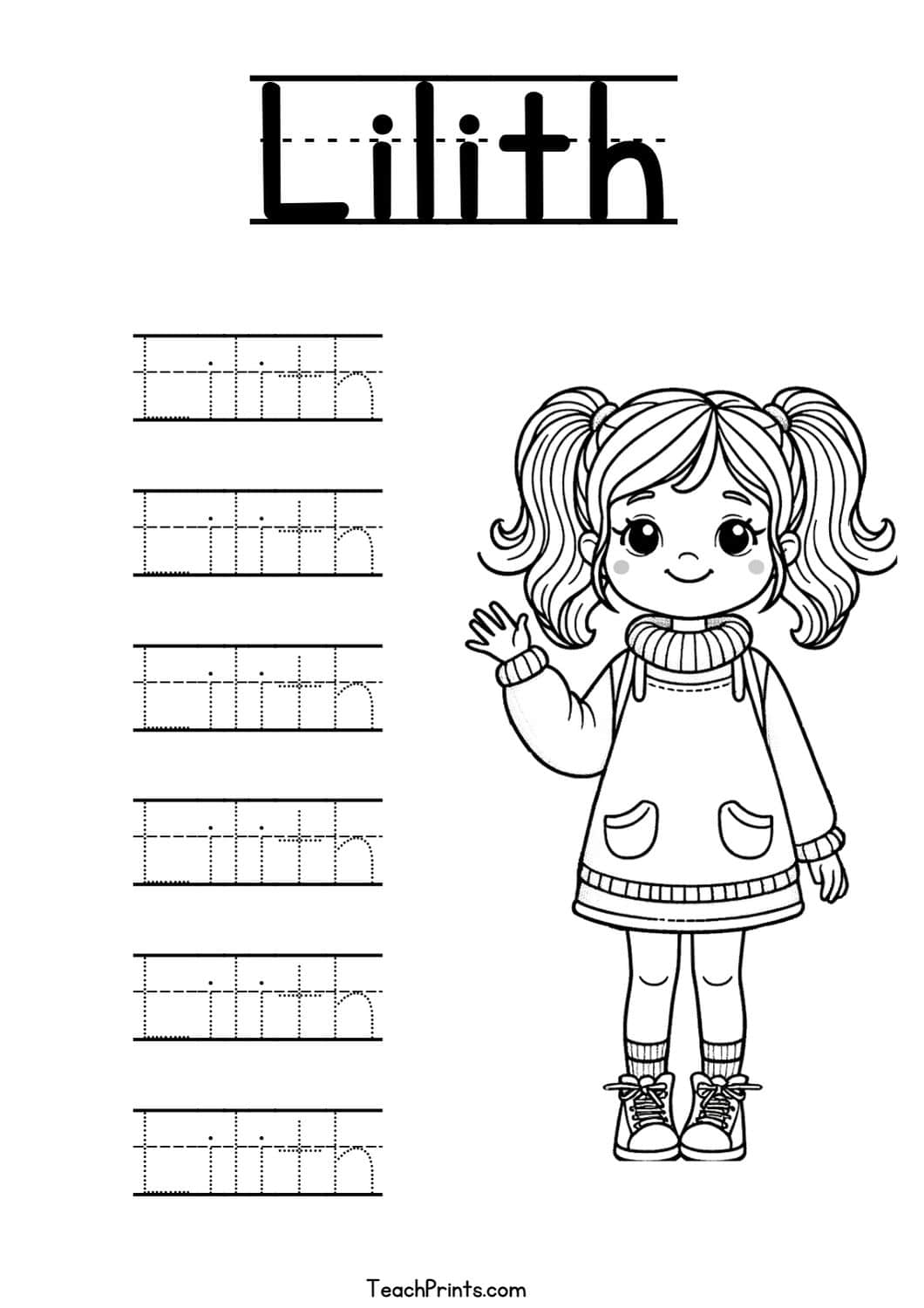 L Name Tracing Worksheets – 61 Names (Free & Printable) - Teach Prints