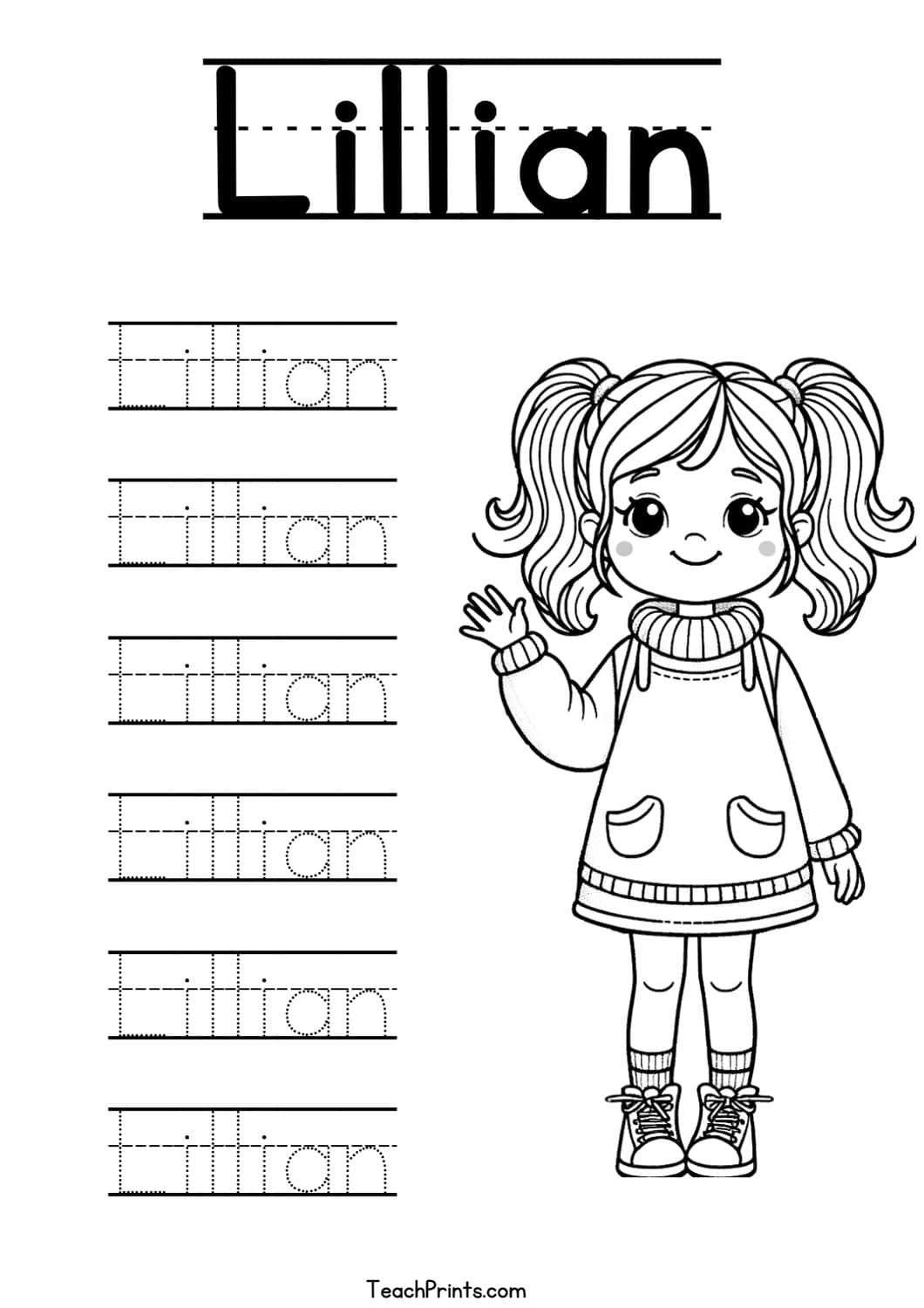 L Name Tracing Worksheets – 61 Names (Free & Printable) - Teach Prints