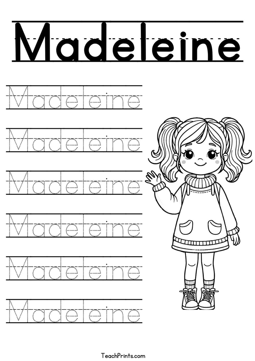 M Name Tracing Worksheets – 81 Names (Free & Printable) - Teach Prints