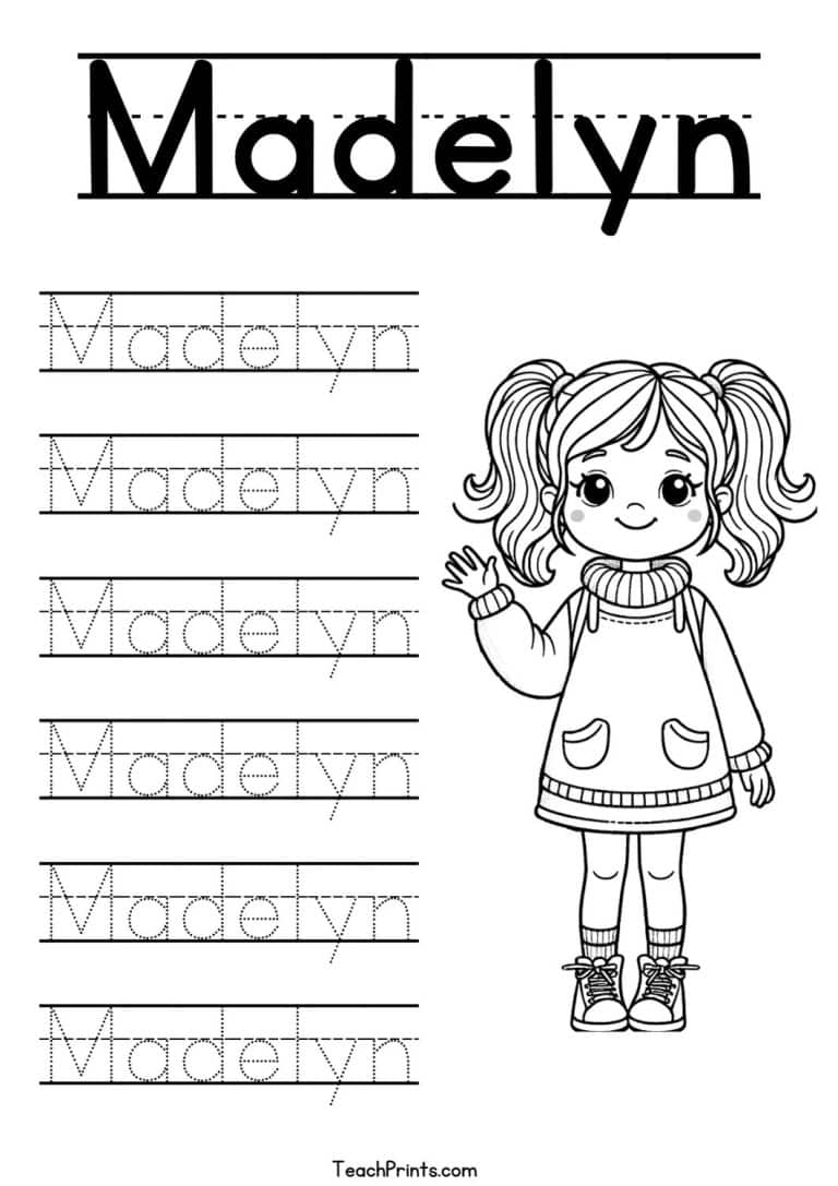 M Name Tracing Worksheets – 81 Names (Free & Printable) - Teach Prints