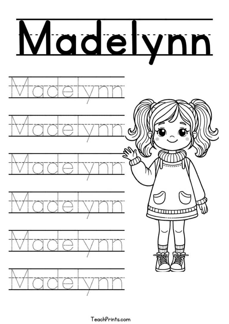 M Name Tracing Worksheets – 81 Names (Free & Printable) - 🍎 Teach Prints