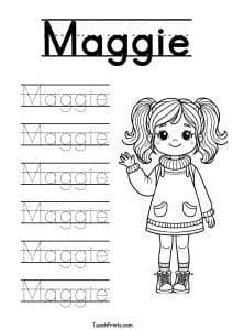 M Name Tracing Worksheets – 81 Names (Free & Printable) - Teach Prints