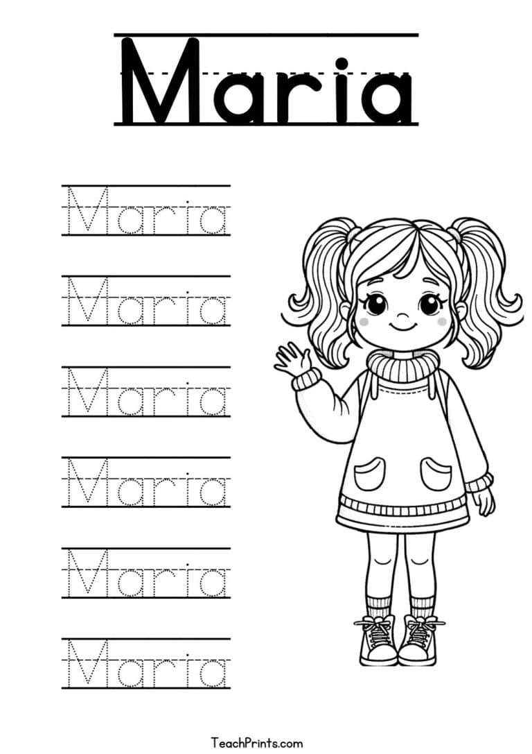 M Name Tracing Worksheets – 81 Names (Free & Printable) - Teach Prints