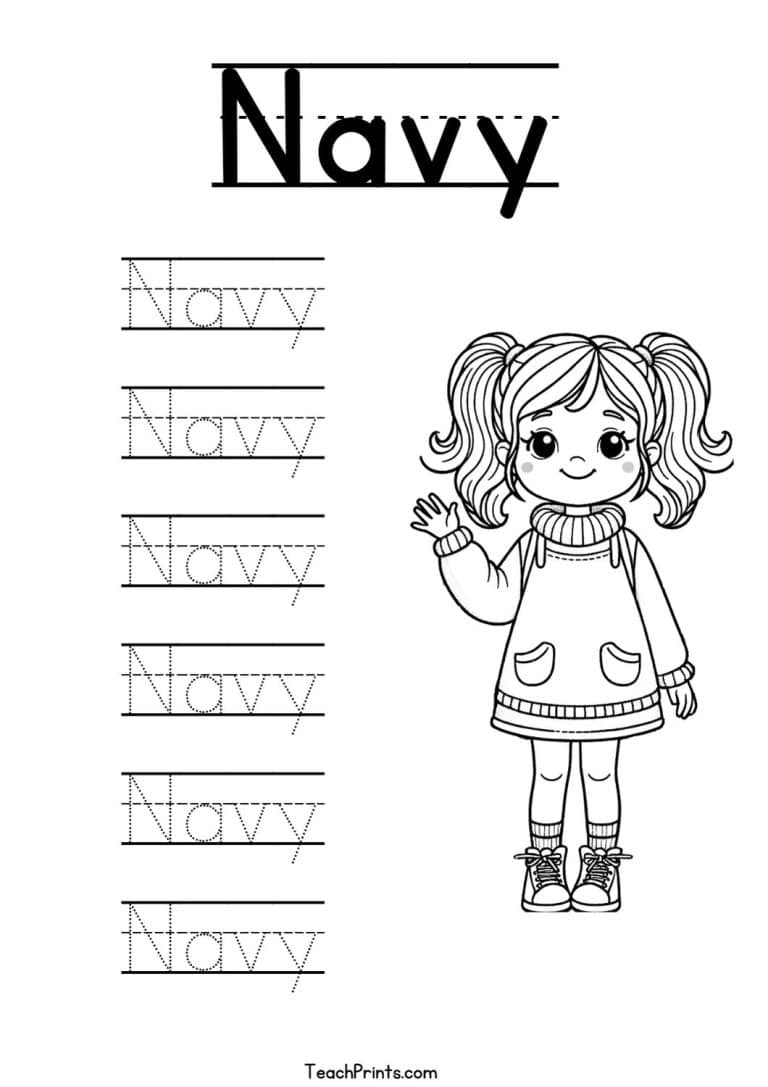 N Name Tracing Worksheets – 26 Names (Free & Printable) - Teach Prints