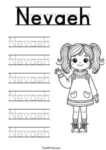 N Name Tracing Worksheets – 26 Names (Free & Printable) - Teach Prints