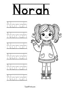 N Name Tracing Worksheets – 26 Names (Free & Printable) - Teach Prints