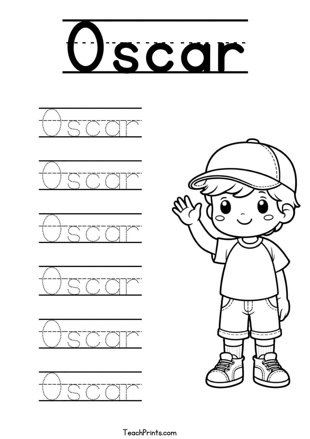 O Name Tracing Worksheets – 16 Names (Free & Printable) - Teach Prints