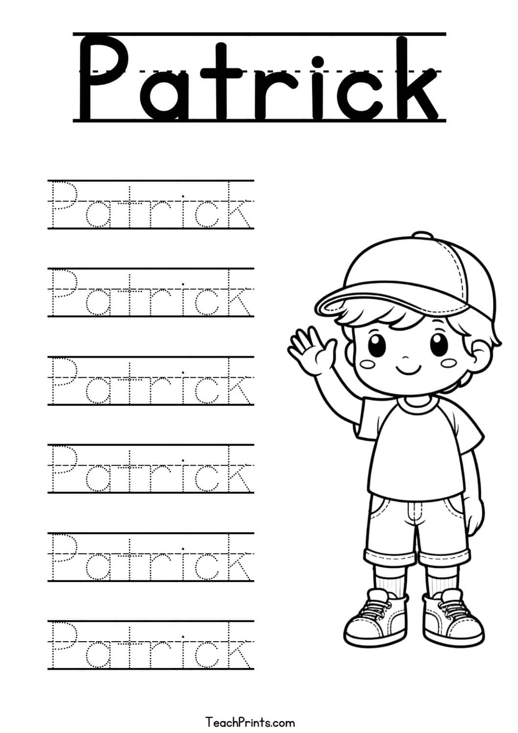 P Name Tracing Worksheets – 21 Names (Free & Printable) - Teach Prints