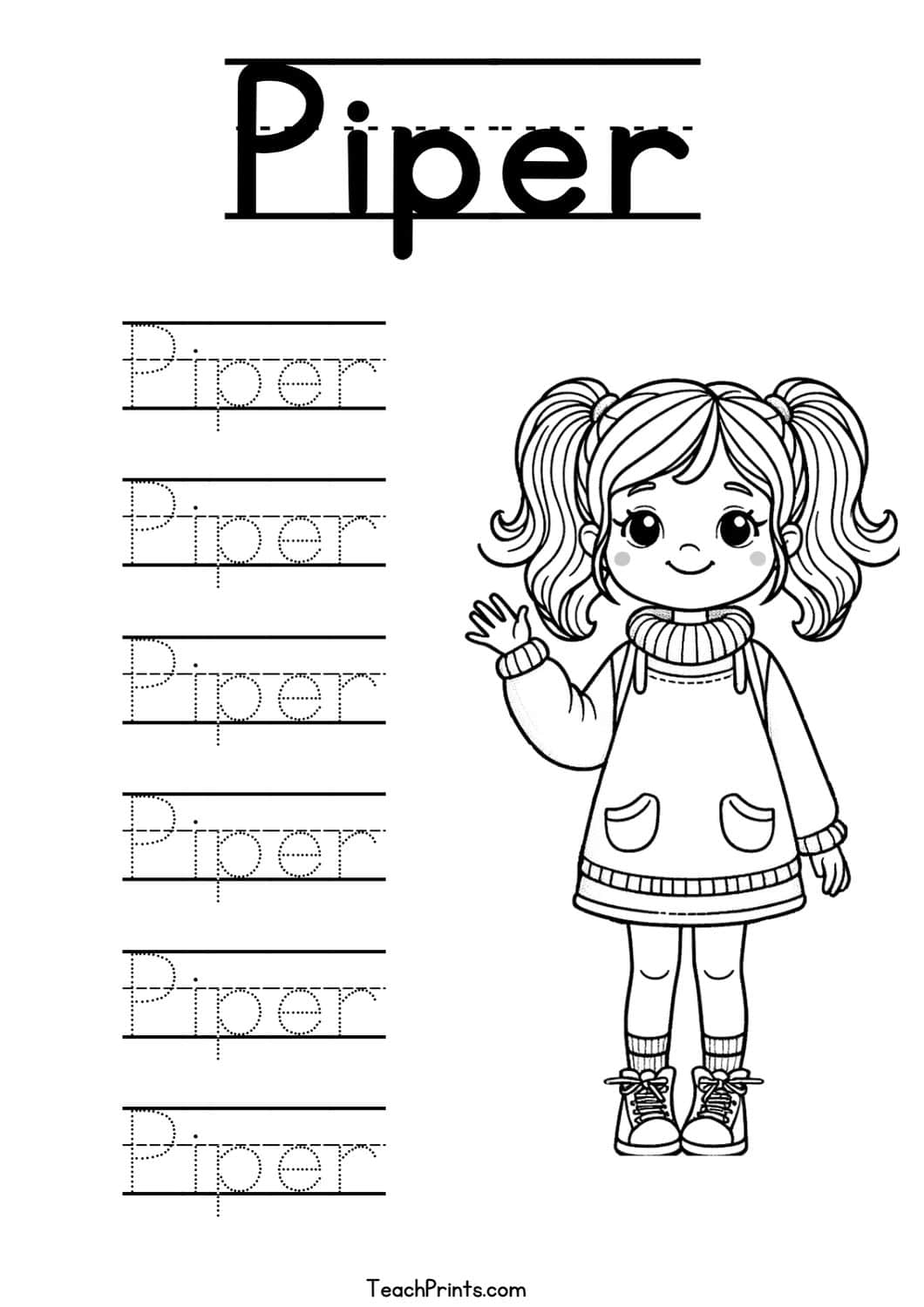 P Name Tracing Worksheets – 21 Names (Free & Printable) - Teach Prints