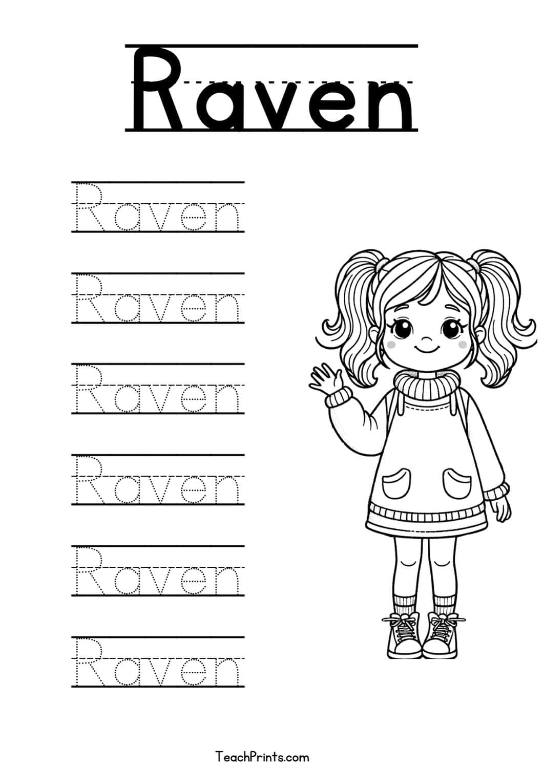 R Name Tracing Worksheets – 51 Names (Free & Printable) - Teach Prints