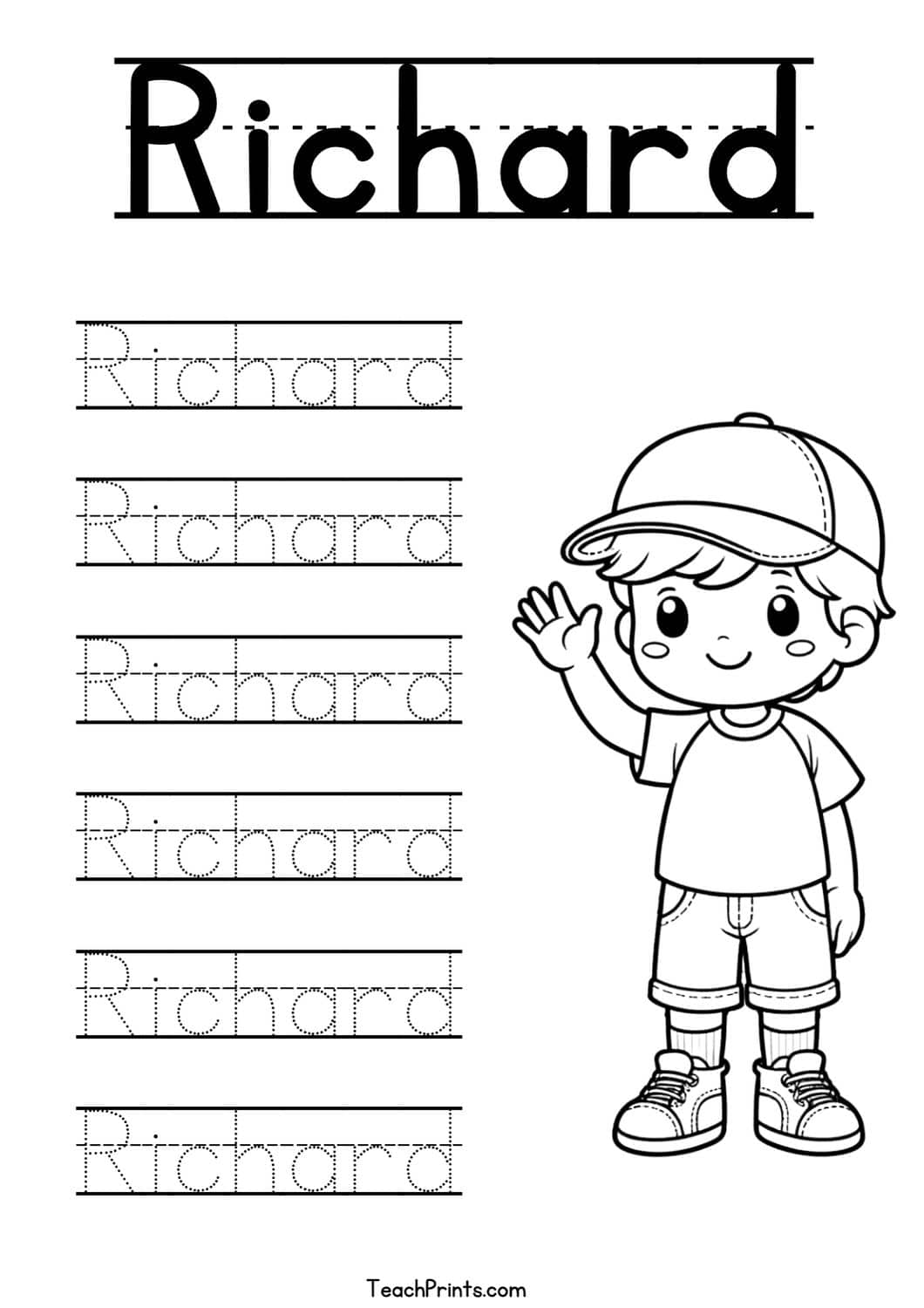 R Name Tracing Worksheets – 51 Names (Free & Printable) - Teach Prints