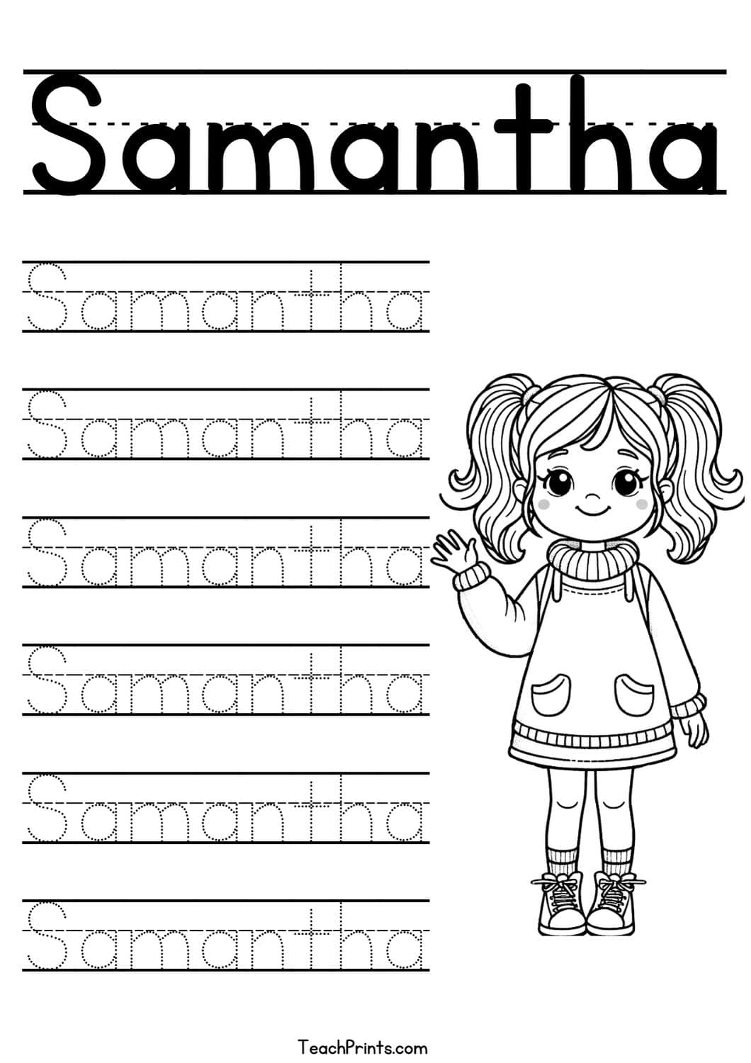 S Name Tracing Worksheets – 48 Names (Free & Printable) - Teach Prints