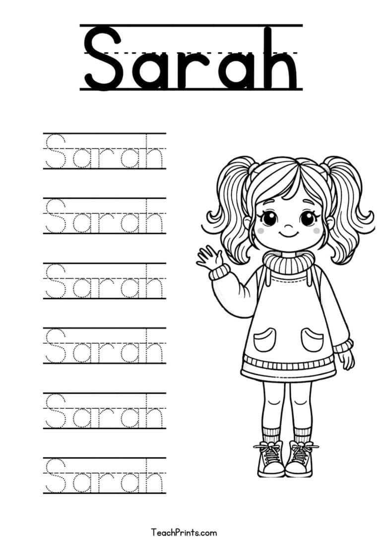 S Name Tracing Worksheets – 48 Names (Free & Printable) - Teach Prints