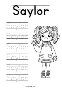 S Name Tracing Worksheets – 48 Names (Free & Printable) - Teach Prints