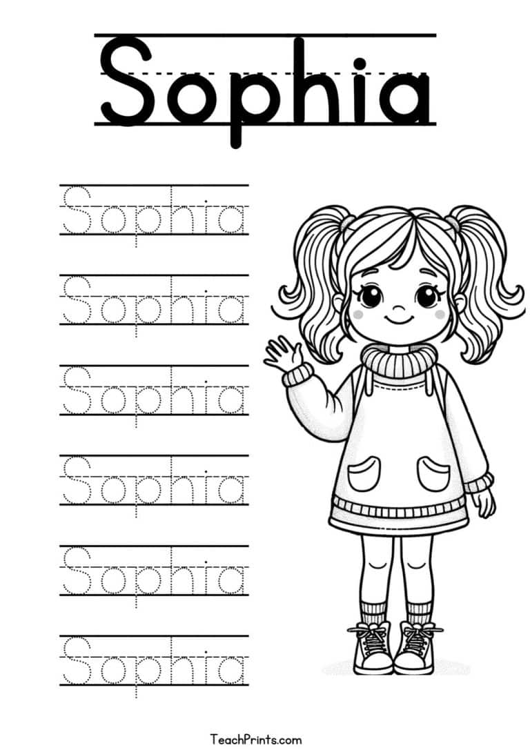 S Name Tracing Worksheets – 48 Names (Free & Printable) - Teach Prints