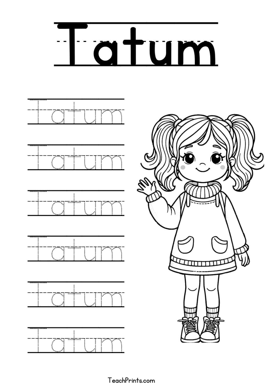 T Name Tracing Worksheets – 20 Names (Free & Printable) - Teach Prints
