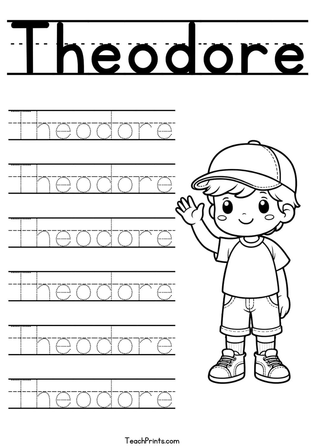 T Name Tracing Worksheets – 20 Names (Free & Printable) - Teach Prints