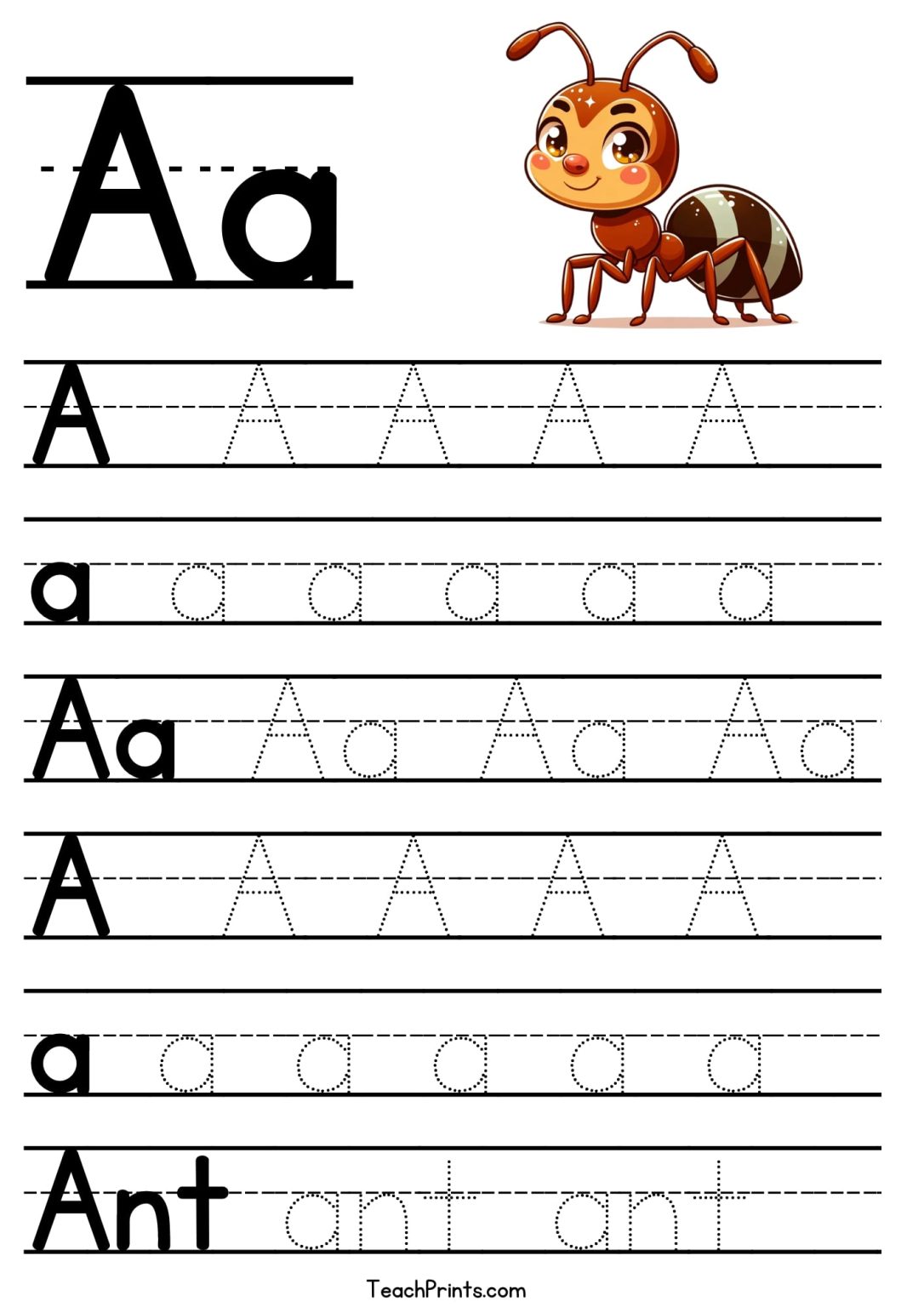 Letter A Tracing Worksheets - Free Printables - Teach Prints