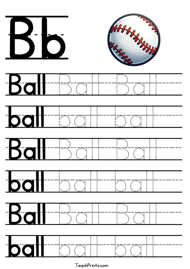 Letter B Tracing Worksheet - Free Printables - Teach Prints