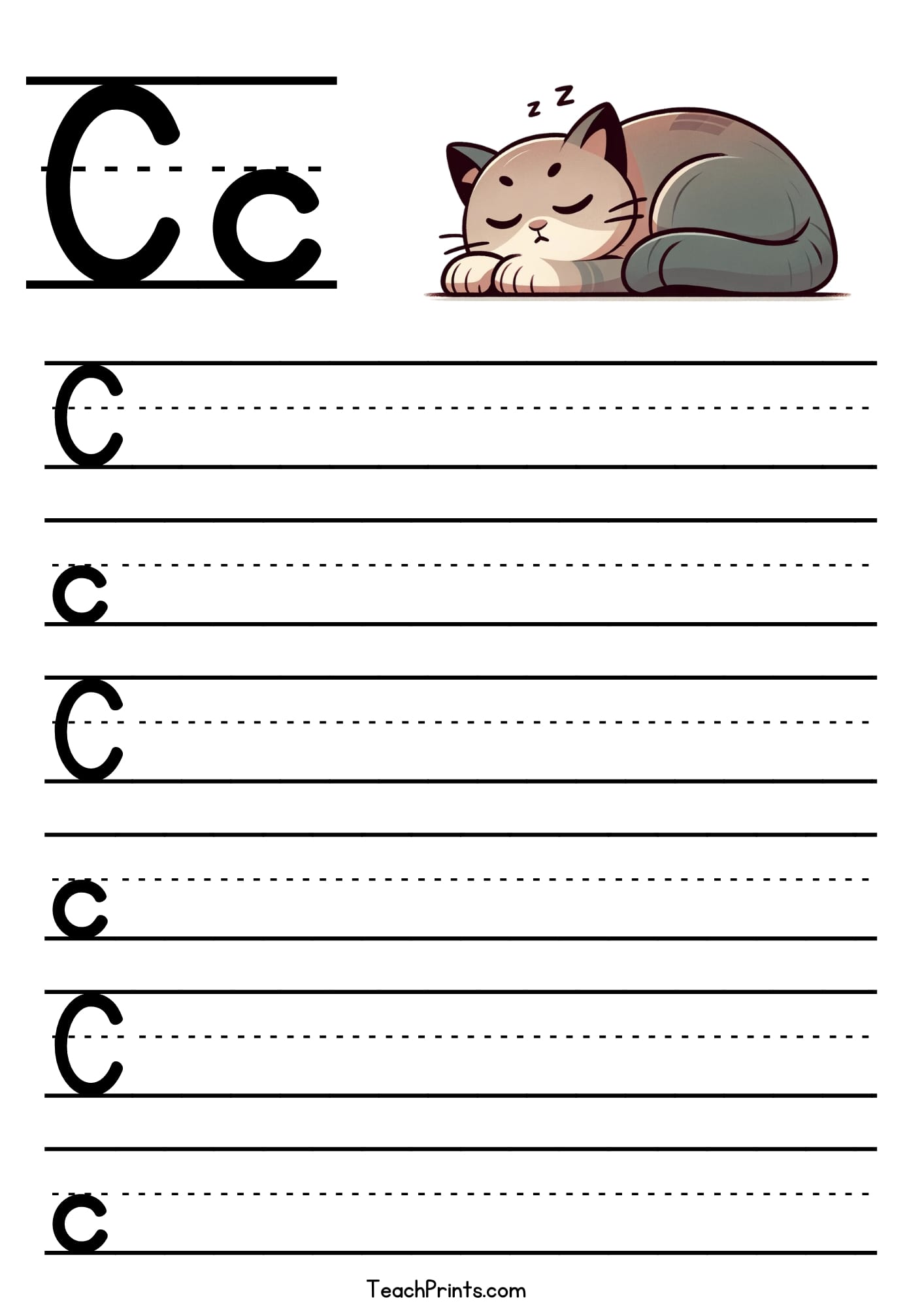 Letter C Tracing Worksheet - Free Printables - Teach Prints