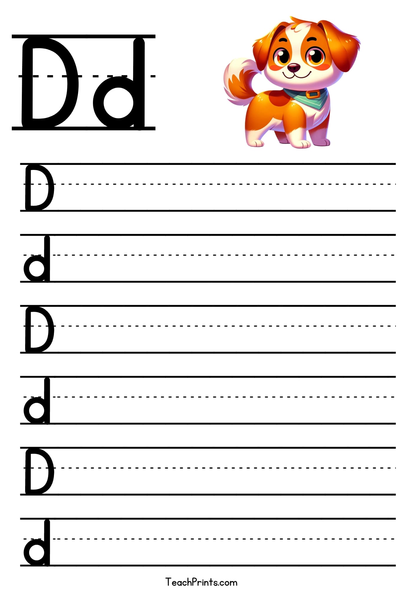 Letter D Tracing Worksheet - Free Printables - Teach Prints
