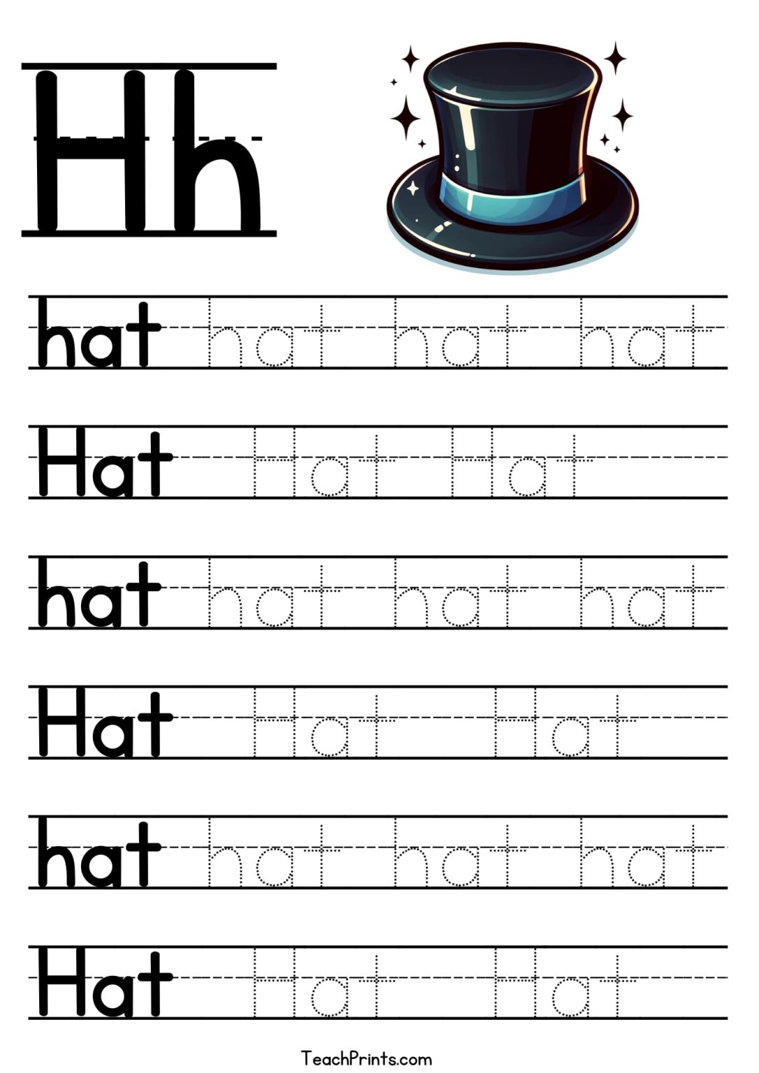 Letter H Tracing Worksheet - Free Printables - Teach Prints