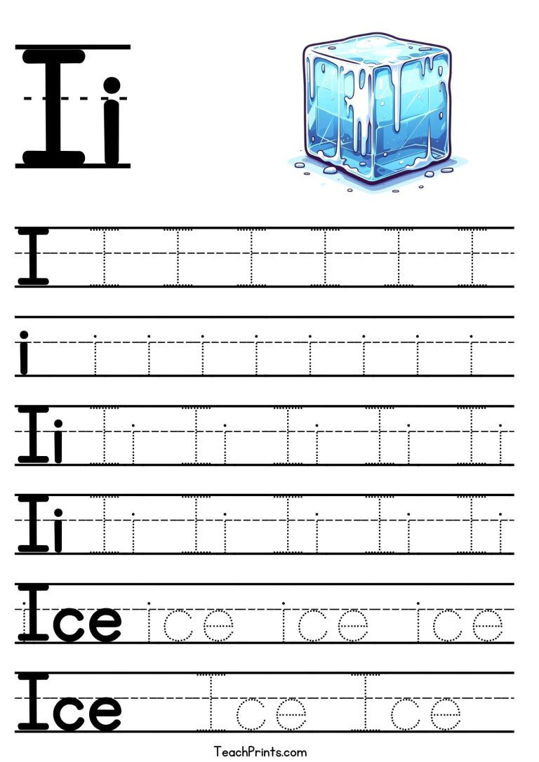 Letter I Tracing Worksheet - Free Printables - Teach Prints