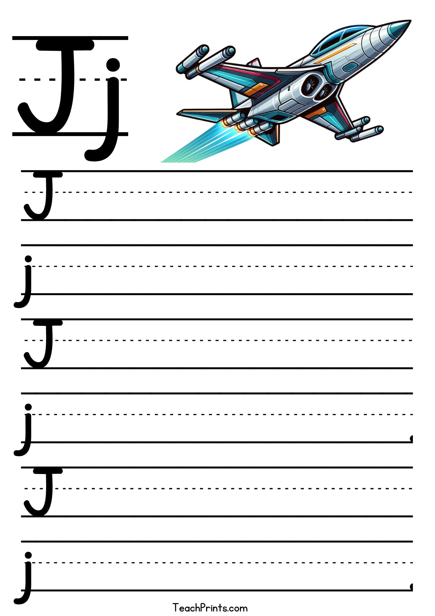 Letter J Tracing Worksheet - Free Printables - Teach Prints