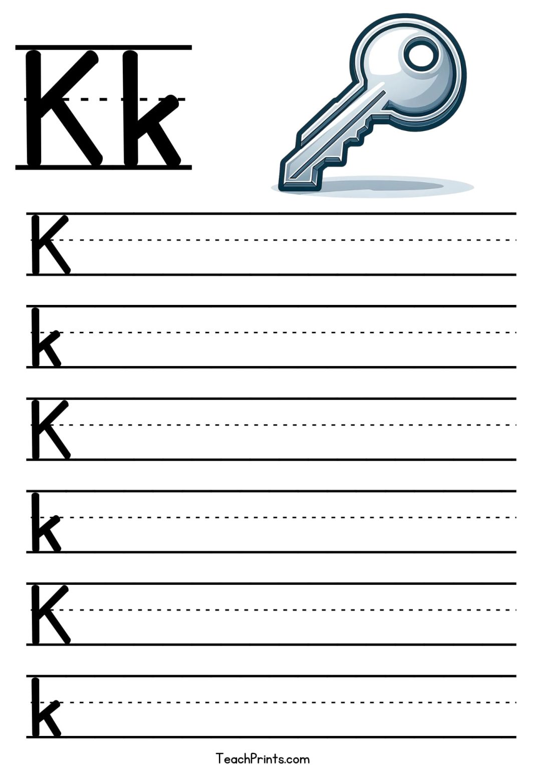 Letter K Tracing Worksheet - Free Printables - Teach Prints