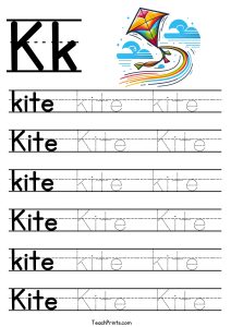 Letter K Tracing Worksheet - Free Printables - Teach Prints