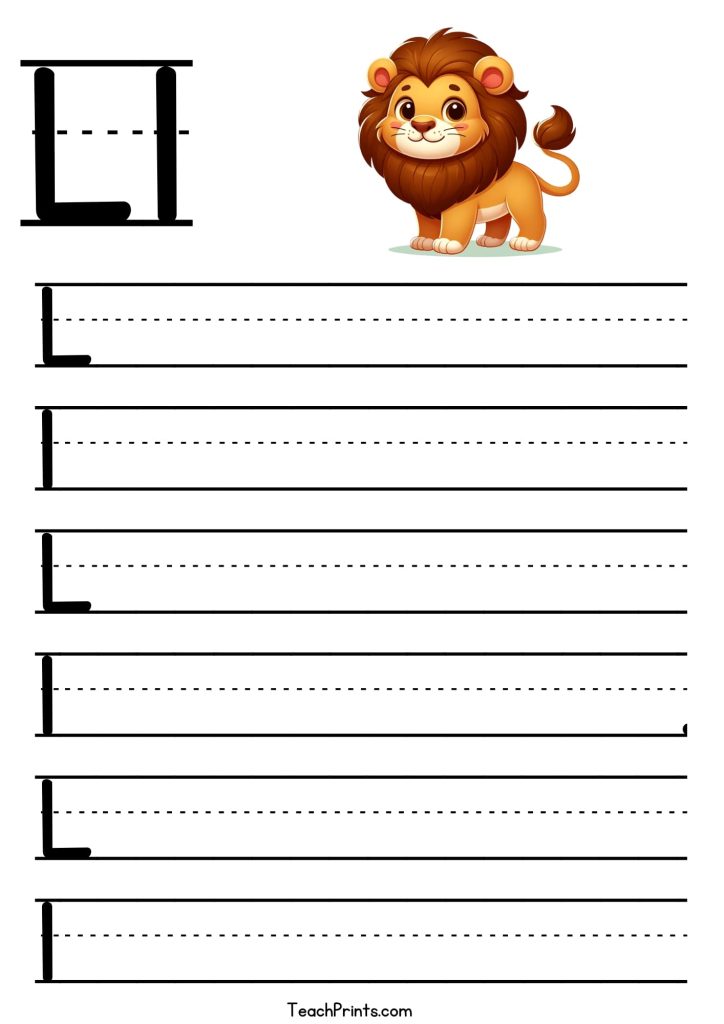 Letter L Tracing Worksheet Free Printables Teach Prints