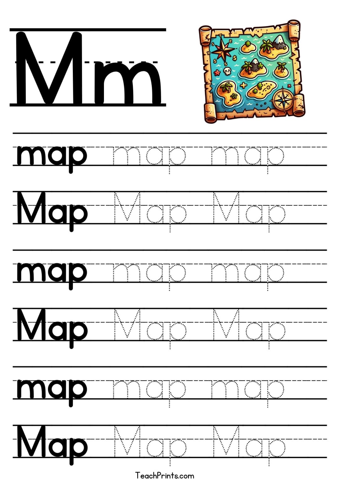 Letter M Tracing Worksheet - Free Printables - Teach Prints
