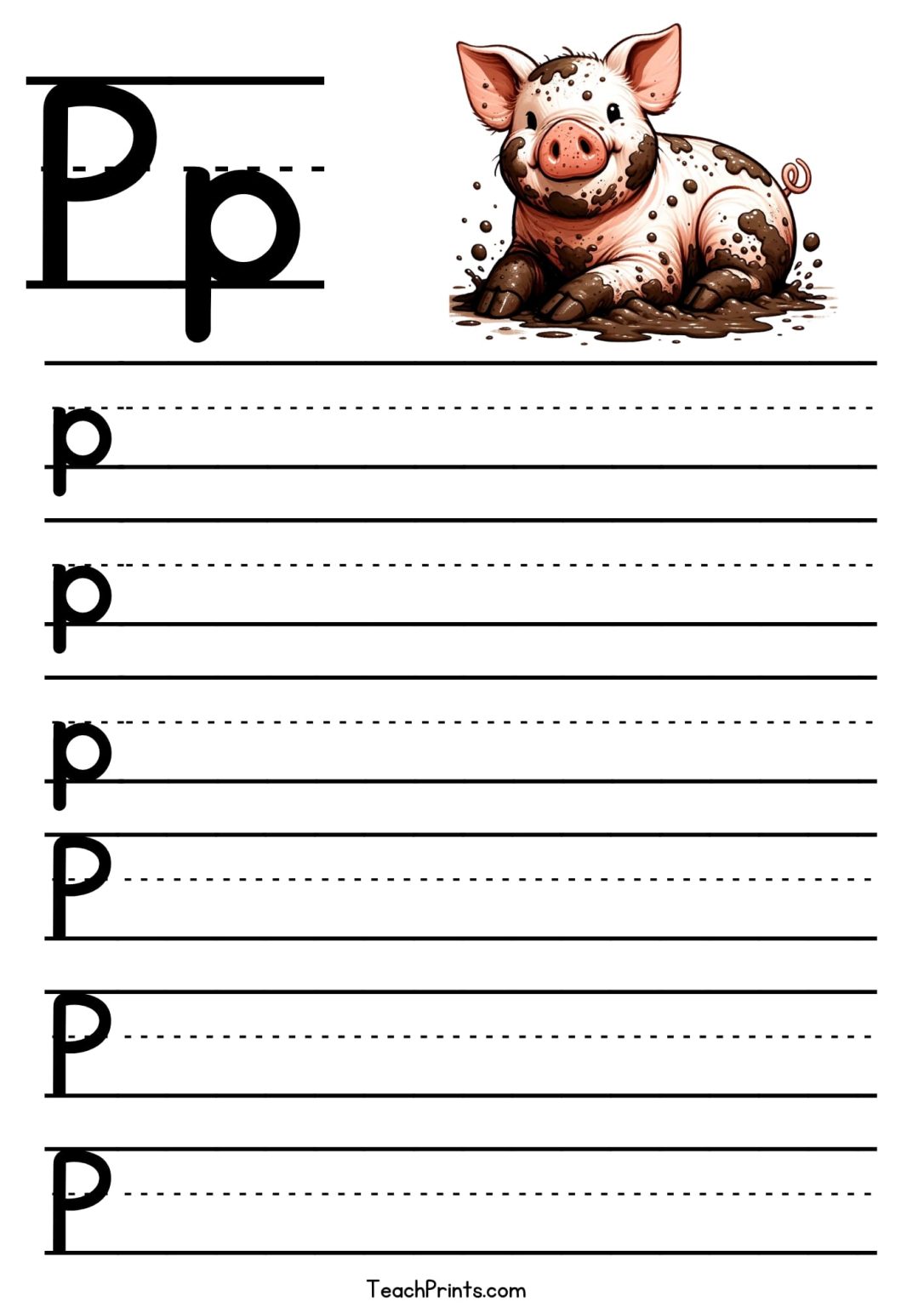Letter P Tracing Worksheet - Free Printables - Teach Prints