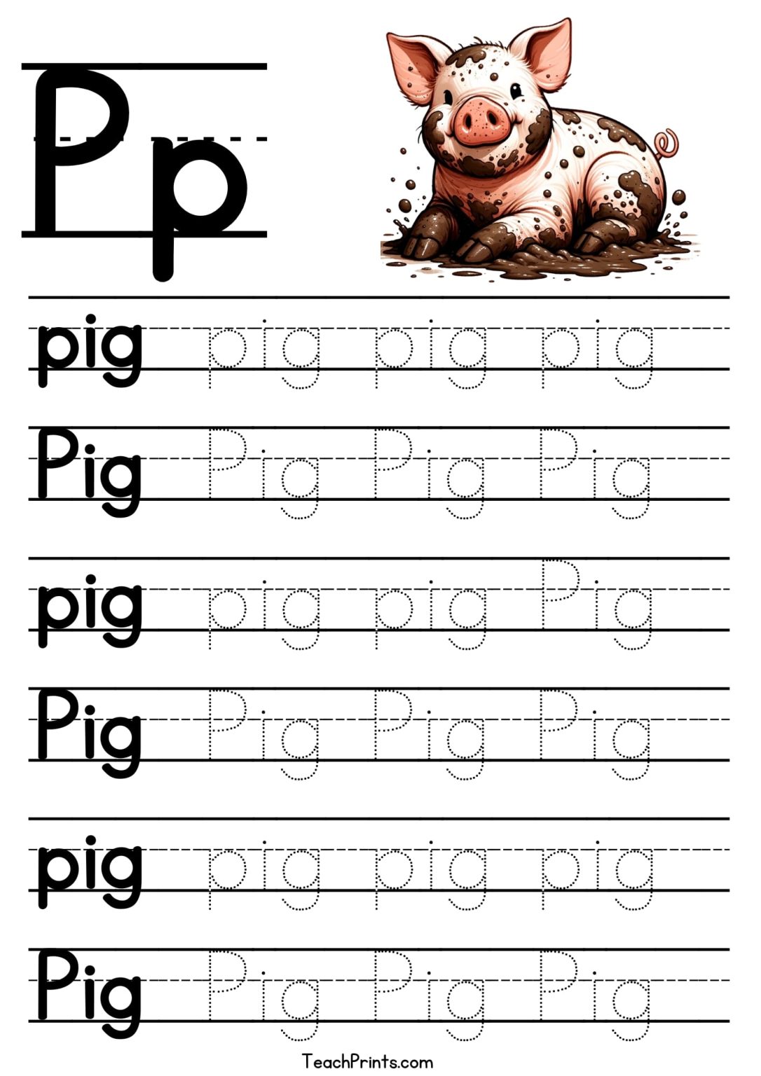Letter P Tracing Worksheet - Free Printables - Teach Prints